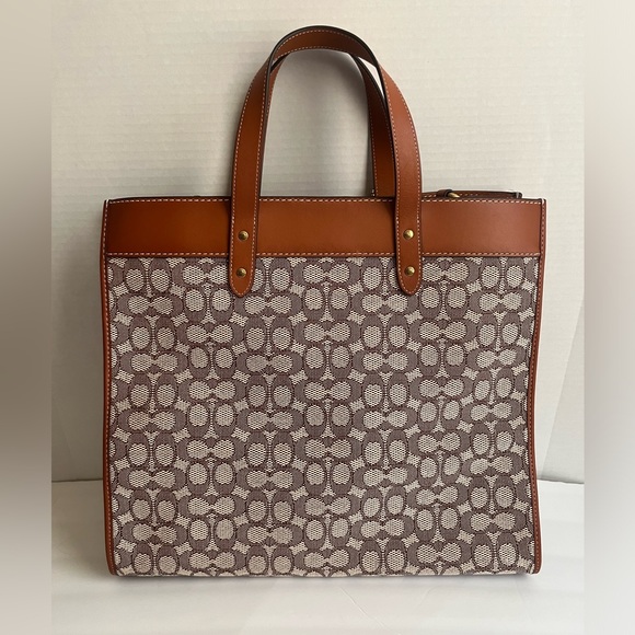 Coach | Bags | Coach Field Tote 4 Tote Bag Cg974 Brown Jacquardleather ...